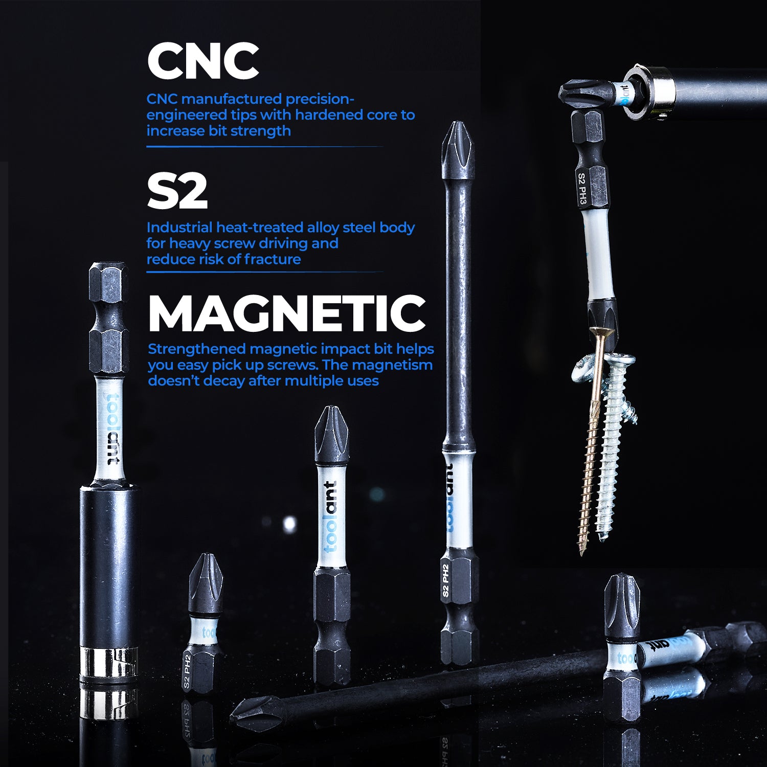 Phillips Impact Screwdriver Bit, with Magnetic Anti Slip for Power Dri