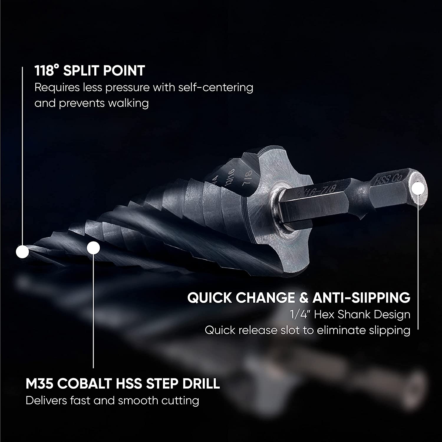 M35 Cobalt Four Spiral Flutes Step Drill Bits for Metal | toolant ...