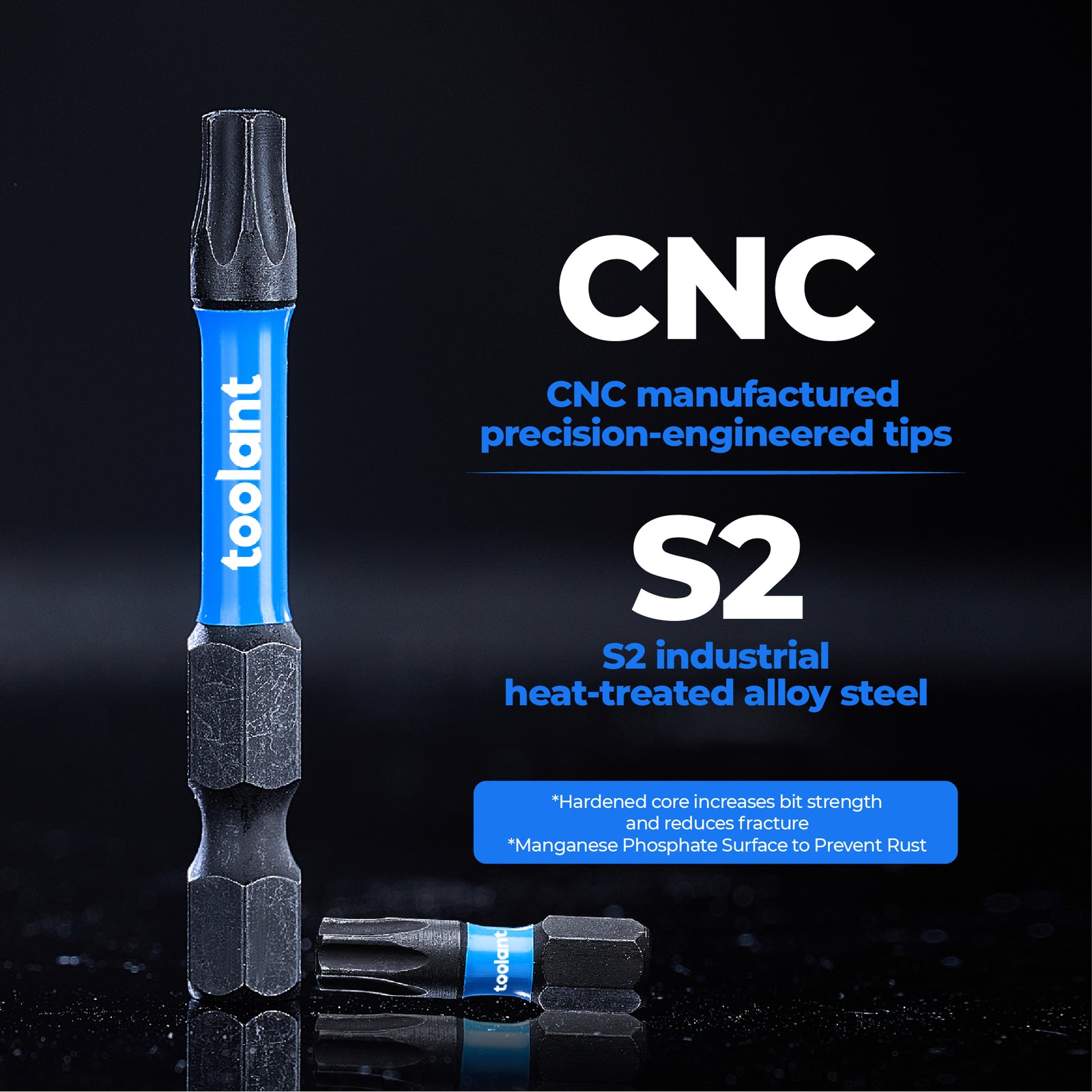 Impact Security Steel Torx Bit Set With Magnetic Bit Holder and Storag